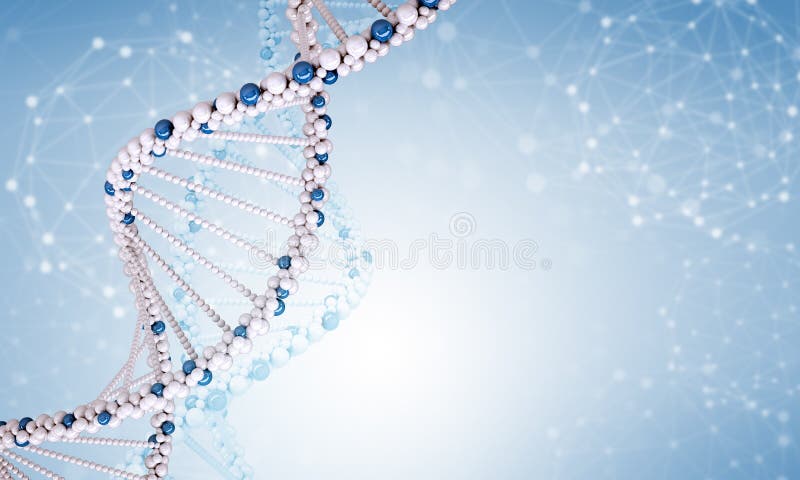 DNA molecule on blue stock illustration. Illustration of helix - 64149100