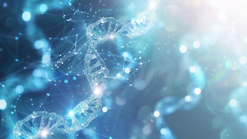DNA Molecule on Blue Background. Chromosome, Genetic Structure, Biology ...