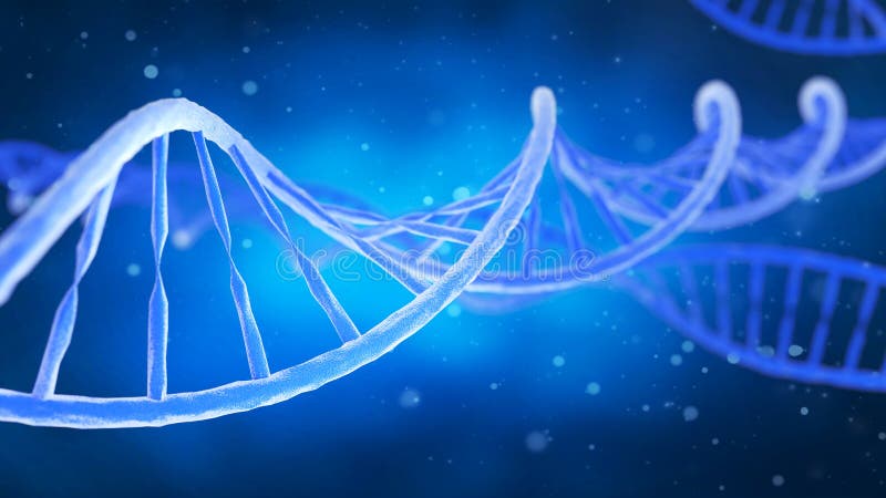 DNA Molecule on a Blue Background. Conceptual DNA 3d Image for a ...