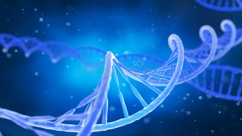 DNA Molecule on a Blue Background. Conceptual DNA 3d Image for a ...