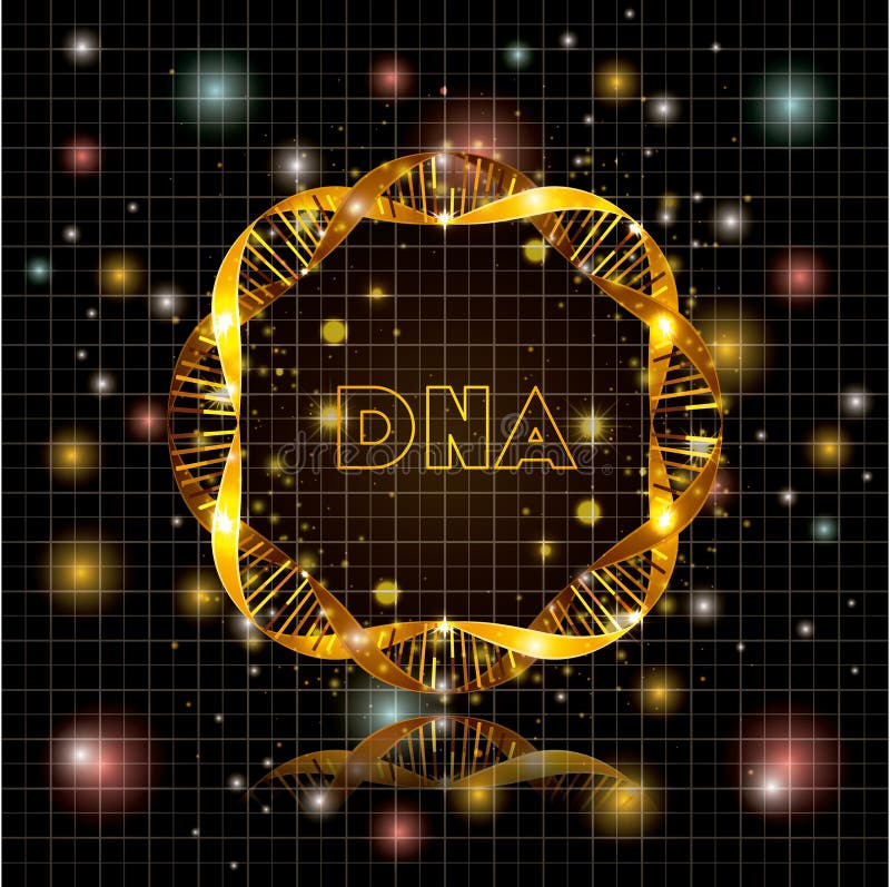 Dna Molecule Circular Golden Structure Stock Vector - Illustration of ...