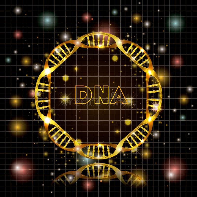 Dna Molecule Circular Golden Structure Stock Vector - Illustration of ...