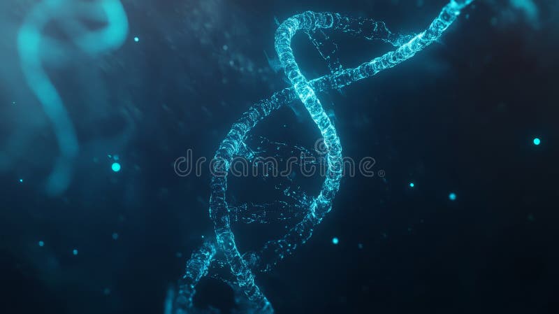 DNA Molecule Construction Image Using Particles. Digital DNA Structure ...
