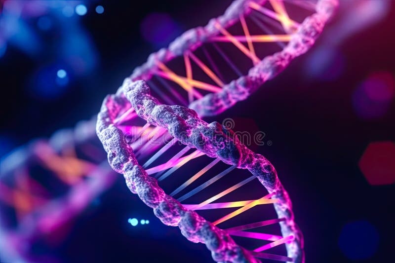DNA Molecule 3D Render in Bright Colors Stock Illustration ...