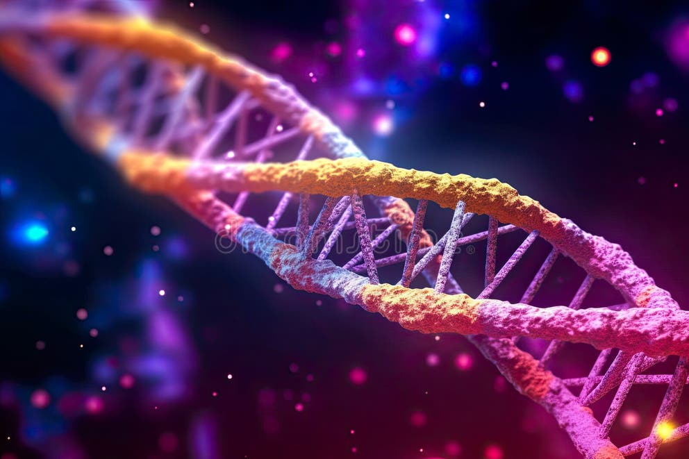DNA Molecule 3D Render in Bright Colors Stock Illustration ...