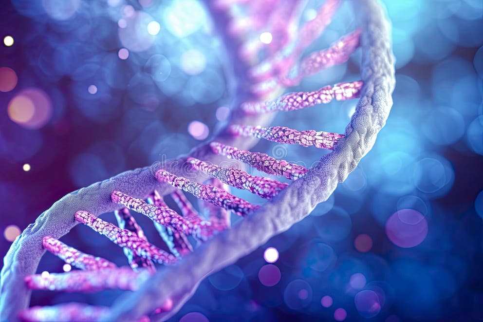 DNA Molecule 3D Render in Bright Colors Stock Illustration ...