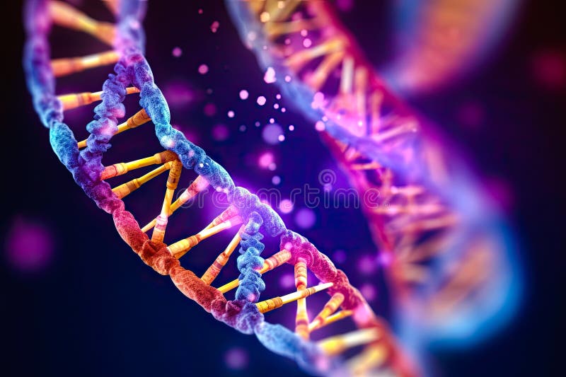 DNA Molecule 3D Render in Bright Colors Stock Illustration ...