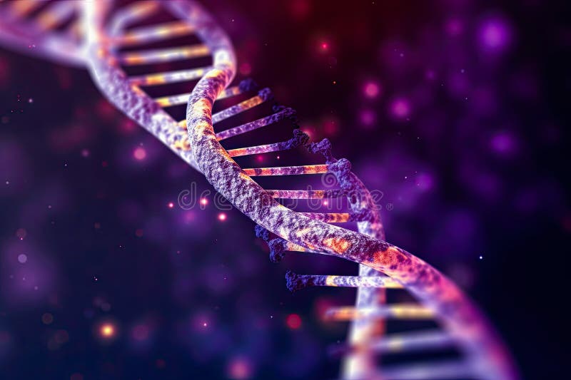 DNA Molecule 3D Render in Bright Colors Stock Illustration ...