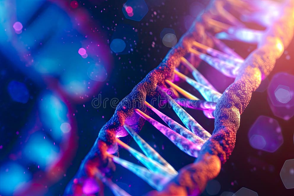 DNA Molecule 3D Render in Bright Colors Stock Illustration ...