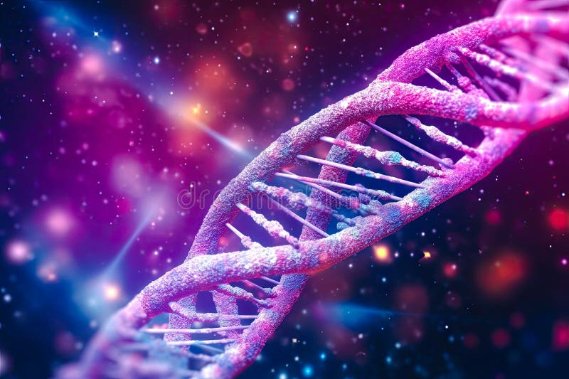 DNA Molecule 3D Render in Bright Colors Stock Illustration ...