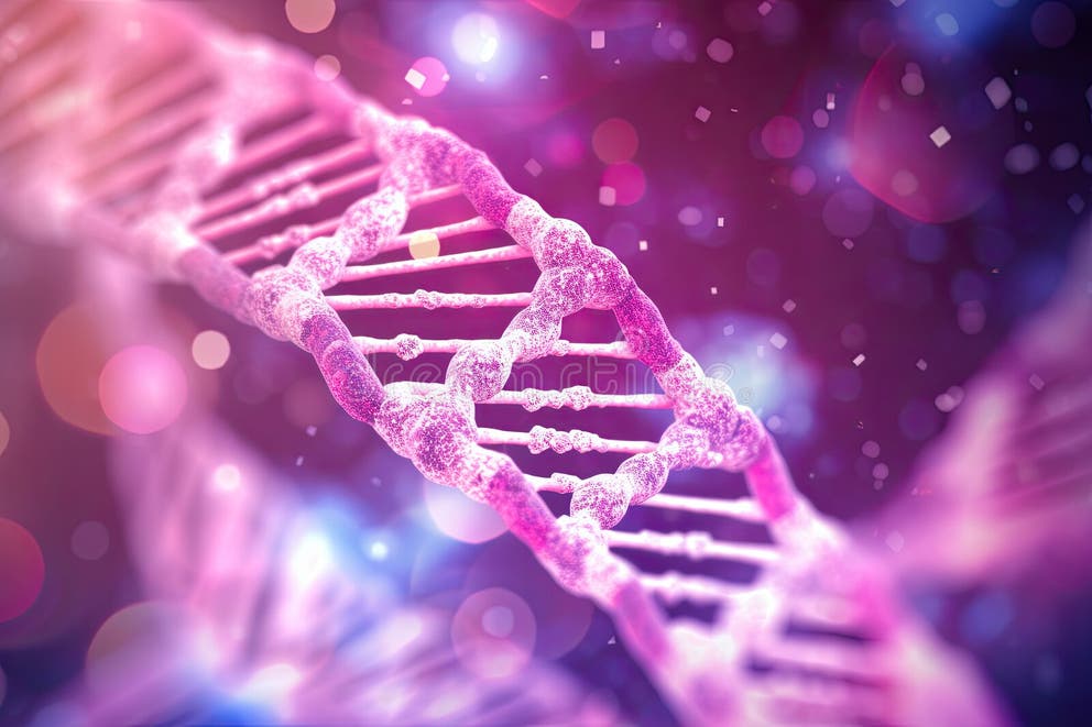 DNA Molecule 3D Render in Bright Colors Stock Illustration ...