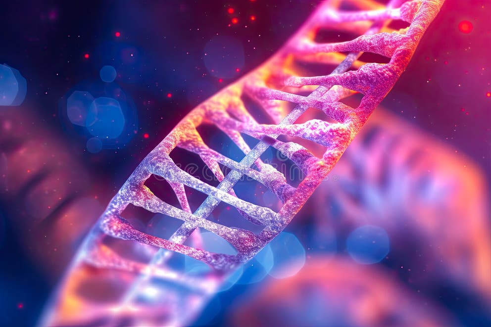 DNA Molecule 3D Render in Bright Colors Stock Illustration ...