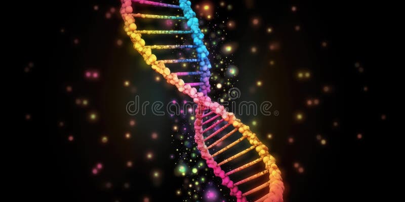 DNA Molecule Double Helix in Colorful Stock Illustration - Illustration ...