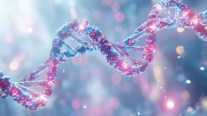 Dna Molecule Floating in Sterile Environment with Bioluminescent Glow ...