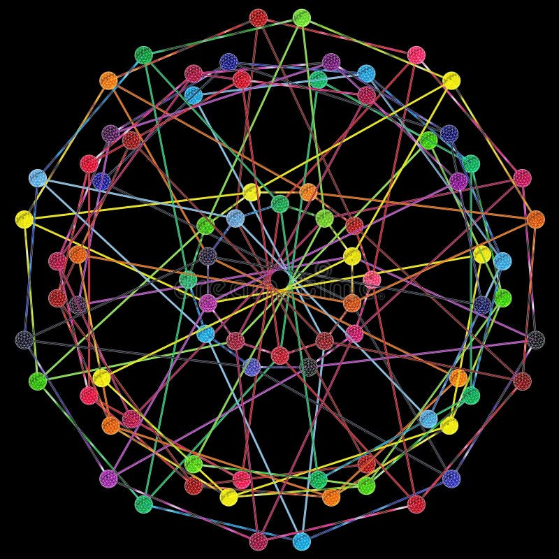 DNA Molecule Fractal Network Structure. Colorful DNA String Connection ...