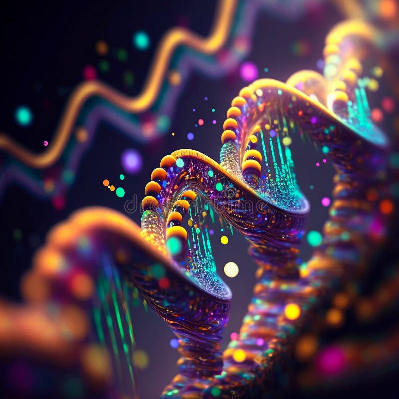 DNA Molecule Gene Structure Visualization As Multi Color Chain ...