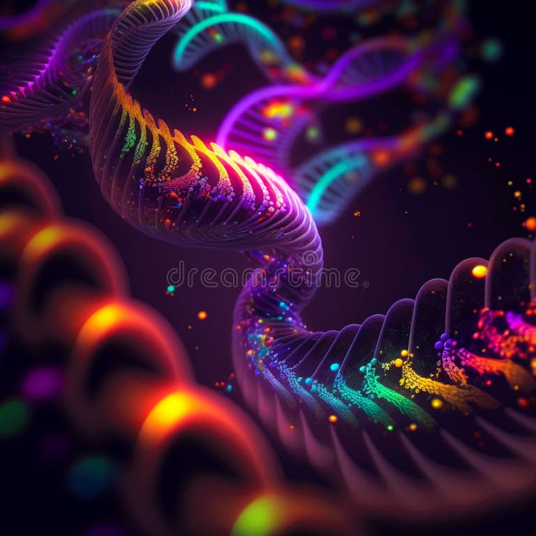 DNA Molecule Gene Structure Visualization As Multi Color Chain ...