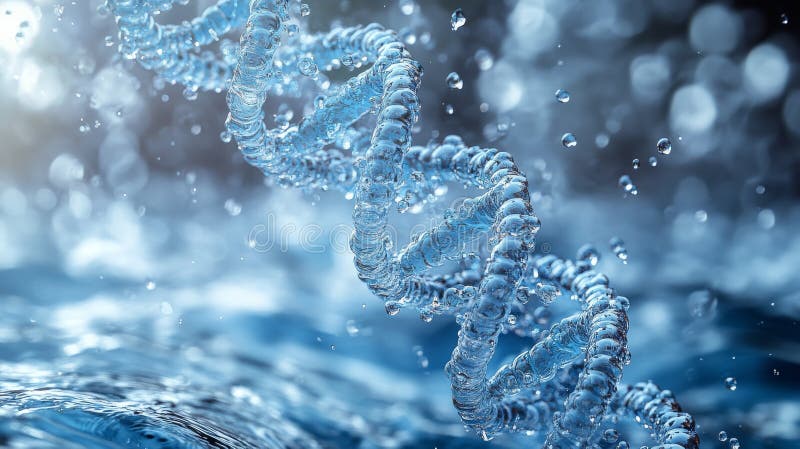 DNA Molecule Inside Liquid Bubble on Water Splash Stock Illustration ...