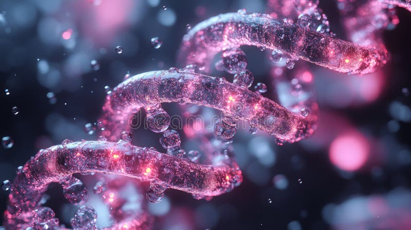 DNA Molecule Inside Liquid Bubble on Water Splash Stock Illustration ...