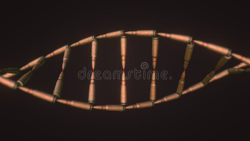 DNA Molecule Made with Old Military Cartridges. Looping 3D Animation ...
