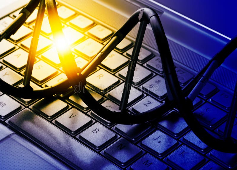 DNA Molecule Model on Computer Keyboard Stock Photo - Image of ...