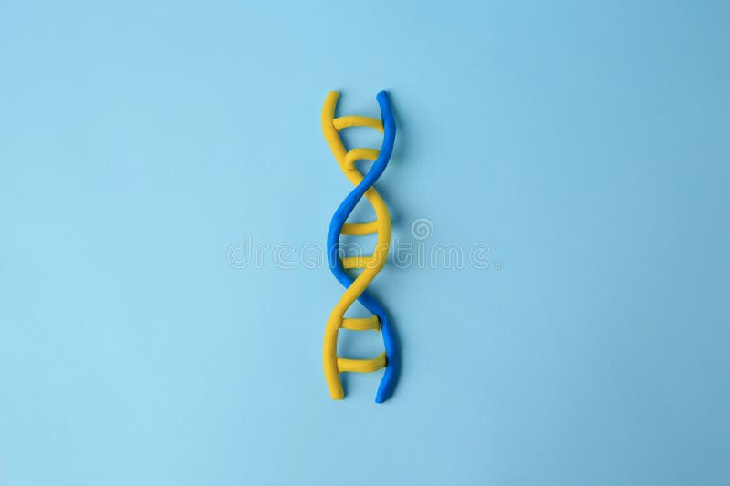 DNA Molecule Model Made of White Paper on Light Blue Background, Top ...