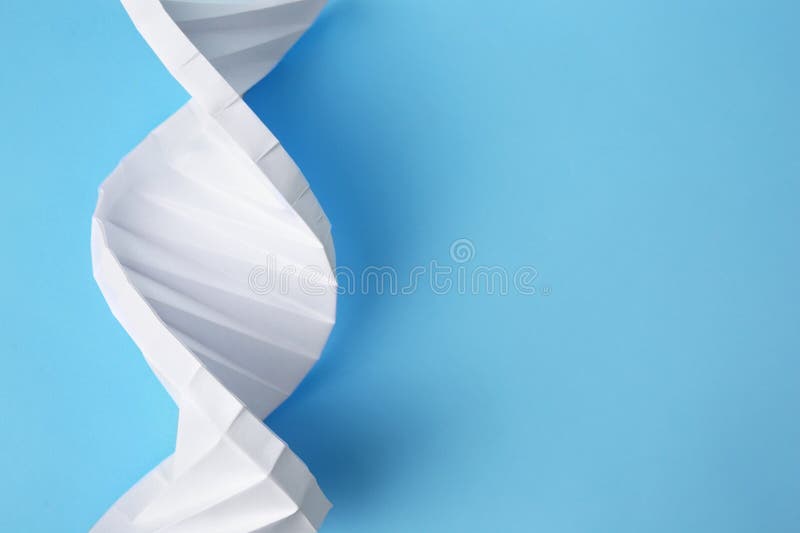 DNA Molecule Model Made of White Paper on Light Blue Background, Top ...