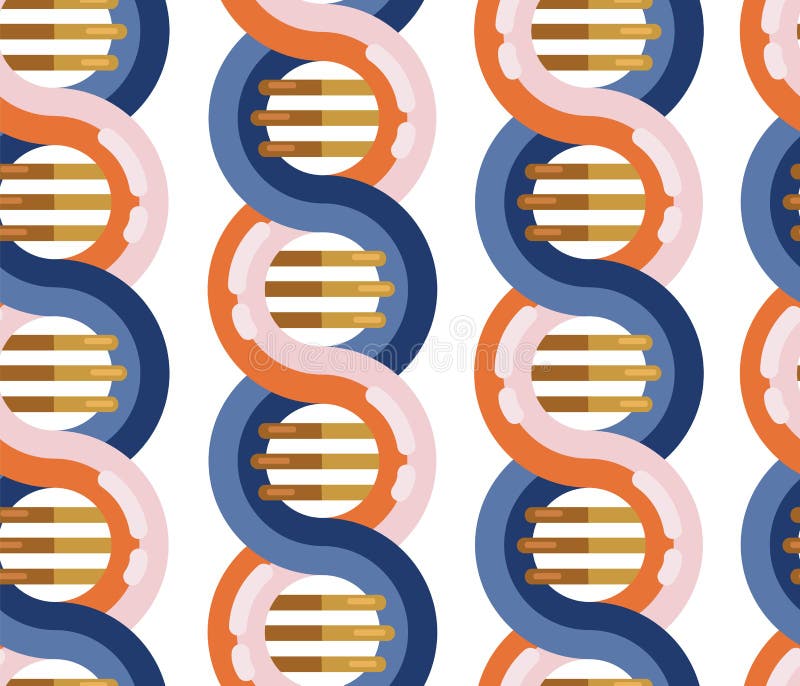 DNA Strands Molecule Seamless Vector Pattern. Repeating Background ...