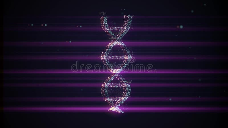 DNA Molecule Sequence of Abstract Particles on Dark Space Background ...