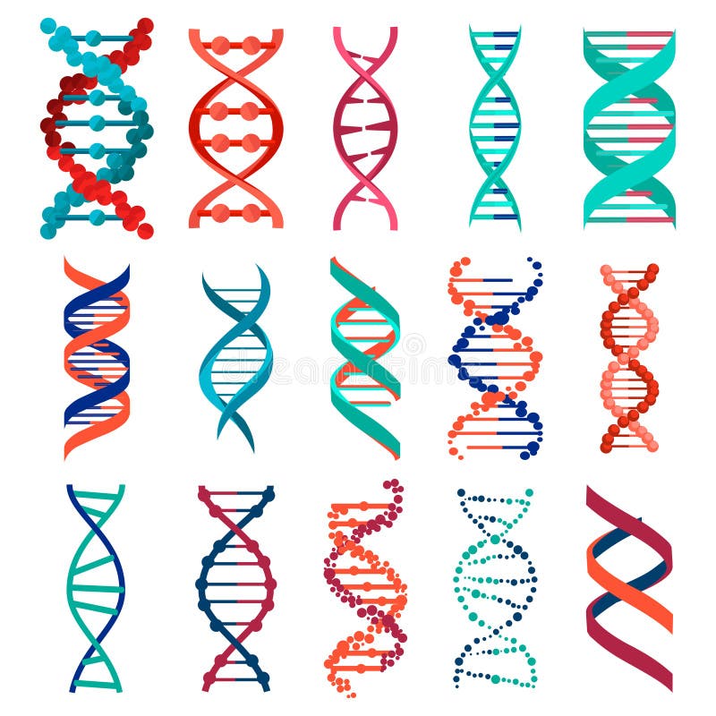 DNA Molecule Sign Set, Genetic Elements and Icons Collection Strand ...