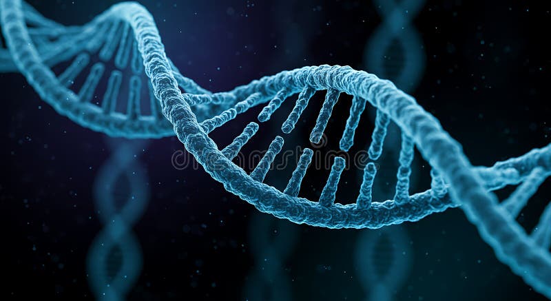 Dna Molecule Structure on a Dark Blue Abstract Background Forming Helix ...