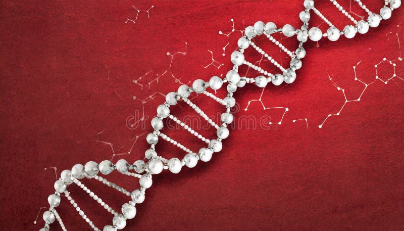 DNA Molecule Structure on Red Texture Background. Biochemistry Concept ...
