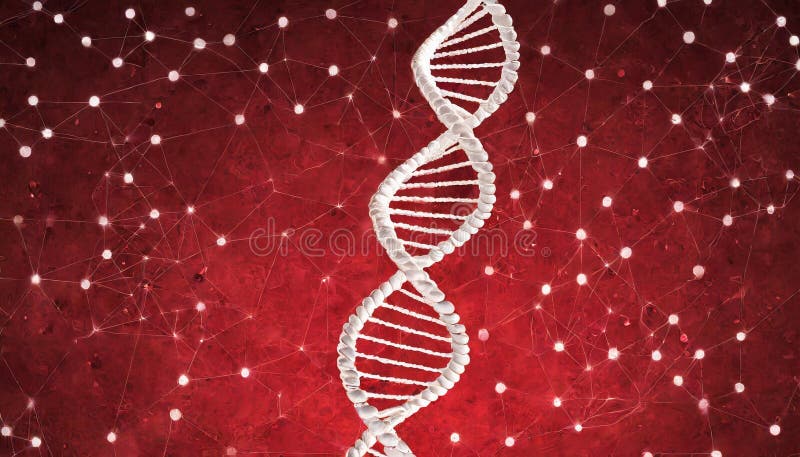 DNA Molecule Structure on Red Texture Background. Biochemistry Concept ...