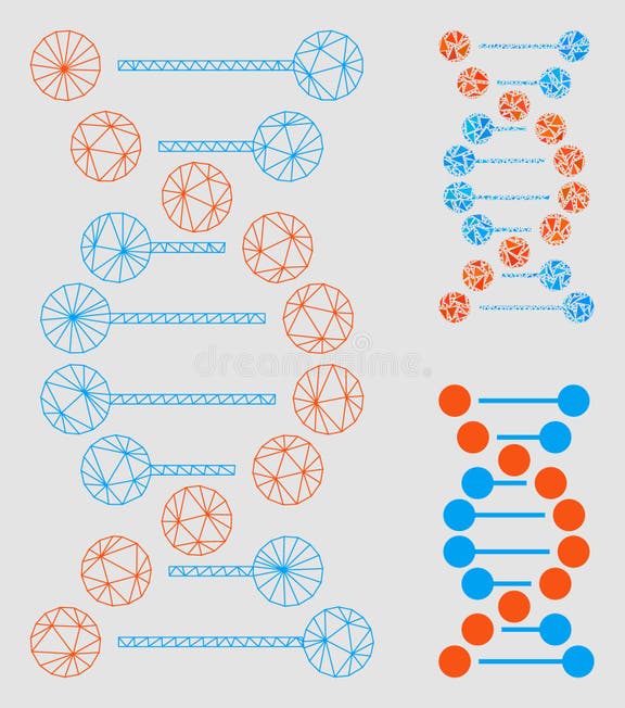 DNA Molecule Vector Mesh Network Model and Triangle Mosaic Icon Stock ...