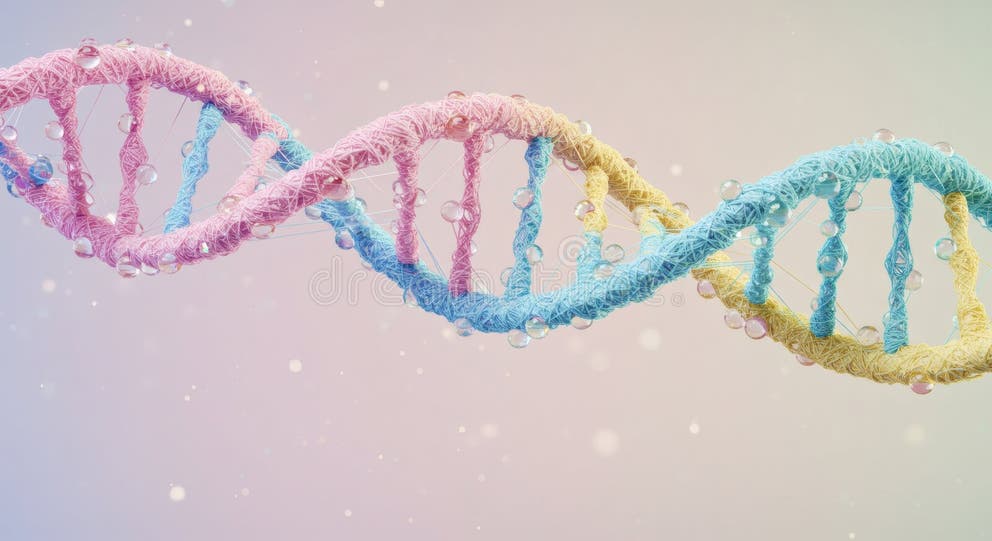 Dna Molecule Visualization with Water Droplets and Soft Pastel Colors ...