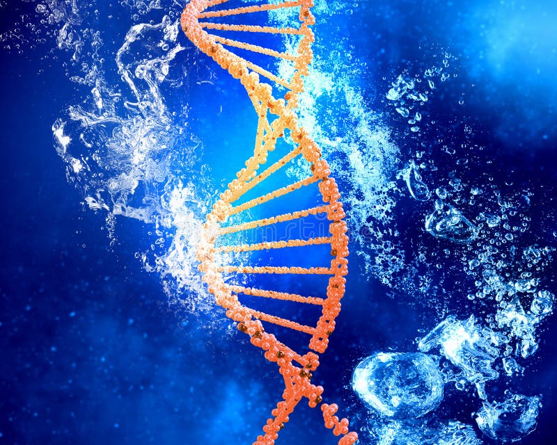 DNA molecule in water stock illustration. Illustration of research ...