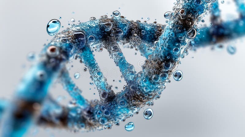 DNA Molecules in Aqueous Solution with Bubbles Stock Image - Image of ...