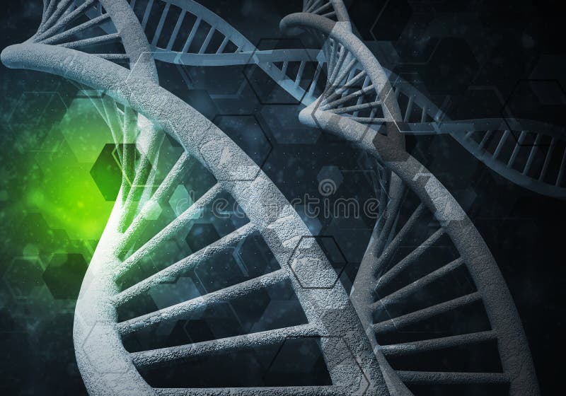 DNA Molecules Background, 3D Rendering Stock Illustration ...