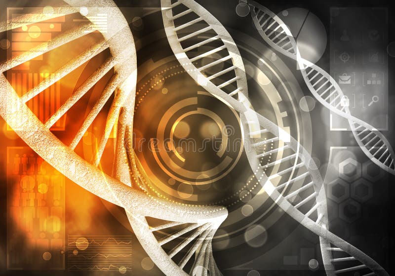 DNA Molecules Background, 3D Rendering Stock Illustration ...