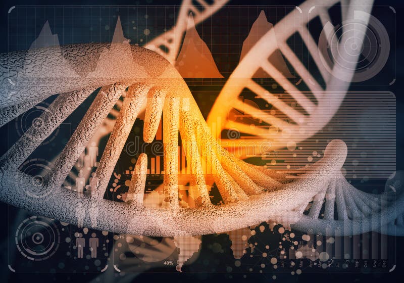 DNA Molecules Background, 3D Rendering Stock Illustration ...