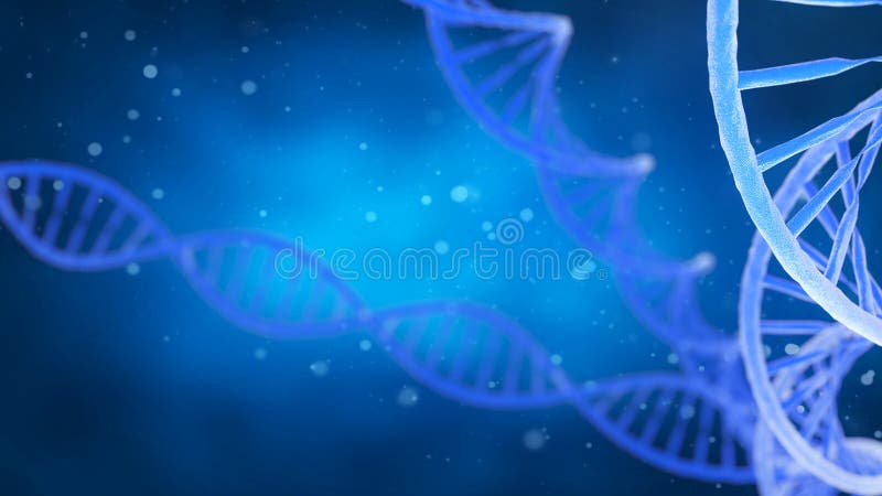 DNA Molecule on a Blue Background. Conceptual DNA 3d Image for a ...