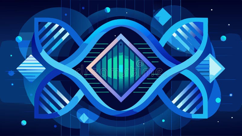 DNA Molecules. Genetic Biotechnology. Abstract Blue Glowing Wavy ...