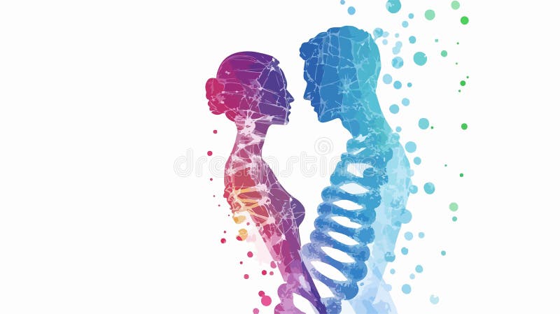 DNA Molecules Man Woman Holding Genes - Scientific Genetics Concept ...