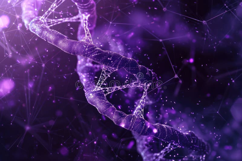 Dna Molecules on a Purple Background Stock Illustration - Illustration ...