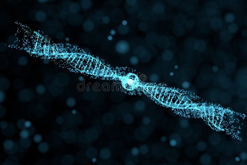 DNA Particles and Diffused Glowing Lines, 3d Rendering Stock ...