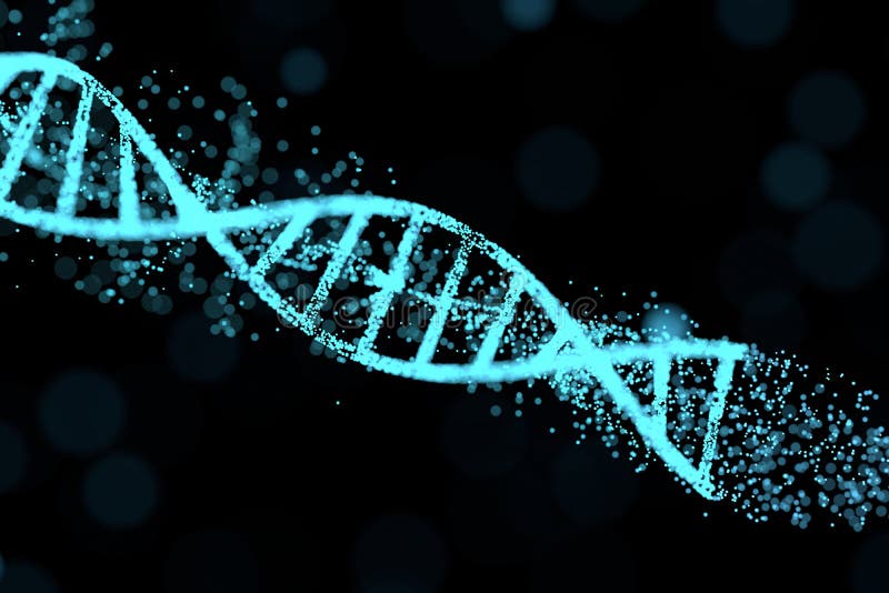 DNA Particles and Diffused Glowing Lines, 3d Rendering Stock ...