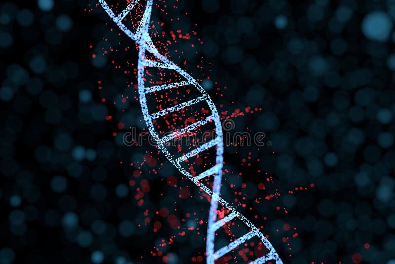 DNA Particles and Diffused Glowing Lines, 3d Rendering Stock ...