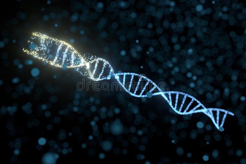 DNA Particles and Diffused Glowing Lines, 3d Rendering Stock ...