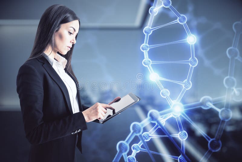 DNA Programming and Innovative Technologies Concept with Businesswoman ...