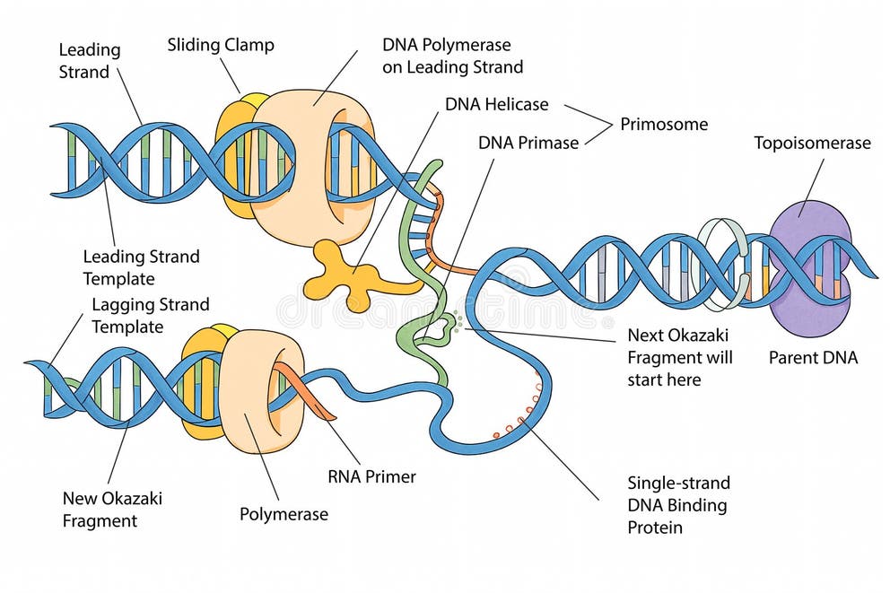 DNA Replication Process Molecular Illustration Stock Illustration ...